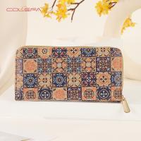 China Retro Women's Long-Style Zippered Wallet Phone Case with Printing Bestseller Eco-Friendly Cork Bark Wallet Travel Souvenir for sale