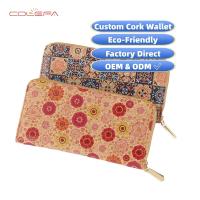 China Retro Women's Long-Style Zippered Wallet Phone Case with Printing Bestseller Eco-Friendly Cork Bark Wallet Travel Souvenir for sale