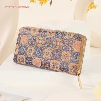 China Retro Women's Long-Style Zippered Wallet Phone Case with Printing Bestseller Eco-Friendly Cork Bark Wallet Travel Souvenir for sale