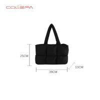 China New Custom Color Nylon Cotton-Filled Women's Bag Minimalist Quilted Tote Bag Soft Checkered Shoulder Bag Underarm Tote Bags for sale