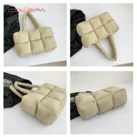 China New Custom Color Nylon Cotton-Filled Women's Bag Minimalist Quilted Tote Bag Soft Checkered Shoulder Bag Underarm Tote Bags for sale