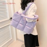 China New Custom Color Nylon Cotton-Filled Women's Bag Minimalist Quilted Tote Bag Soft Checkered Shoulder Bag Underarm Tote Bags for sale