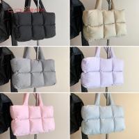 China New Custom Color Nylon Cotton-Filled Women's Bag Minimalist Quilted Tote Bag Soft Checkered Shoulder Bag Underarm Tote Bags for sale