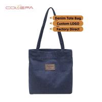 China Wholesale Denim Shoulder Bags for Women Casual Korean-Style Tote Bags Handbags for Tutoring Classes Available with LOGO for sale