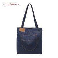 China Wholesale Denim Shoulder Bags for Women Casual Korean-Style Tote Bags Handbags for Tutoring Classes Available with LOGO for sale