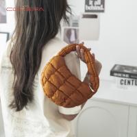 China Korean Pleated Cloud Bag Checkered Down-Filled Cotton Handbag 2026 New Arrival Casual Fashion Mini Tote Bag Wholesale for sale