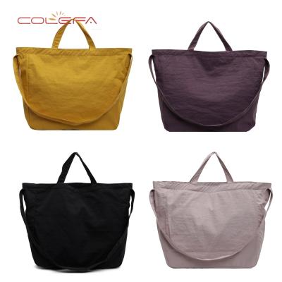 China Solid-Color Nylon Tote Bag Lightweight Versatile and Spacious Daily Commuting Bags Korean-Style Relaxed Shoulder Tote Bag for sale