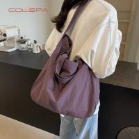 China Solid-Color Nylon Tote Bag Lightweight Versatile and Spacious Daily Commuting Bags Korean-Style Relaxed Shoulder Tote Bag for sale
