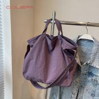 China Solid-Color Nylon Tote Bag Lightweight Versatile and Spacious Daily Commuting Bags Korean-Style Relaxed Shoulder Tote Bag for sale