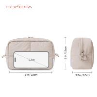 China New Quilted Cosmetic Bag Thickened Quilted Washbag Cotton-Filled Fabric Travel Cosmetics Organizer Portable Storage Bag for sale