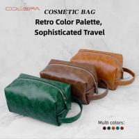 China 2026 New PU Leather Vintage Toiletry Bag Large Capacity Waterproof Stylish Portable Makeup Storage Cosmetic Pouch for Toiletries for sale