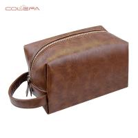 China 2026 New PU Leather Vintage Toiletry Bag Large Capacity Waterproof Stylish Portable Makeup Storage Cosmetic Pouch for Toiletries for sale