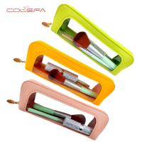 China Compact and Portable PU Leather +PVC Makeup Bag Eyebrow Pencil & Makeup Brush Organizer Waterproof Travel Bag Pencil Pouch for sale