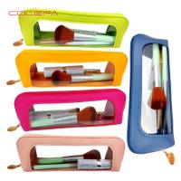 China Compact and Portable PU Leather +PVC Makeup Bag Eyebrow Pencil & Makeup Brush Organizer Waterproof Travel Bag Pencil Pouch for sale