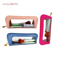 China Compact and Portable PU Leather +PVC Makeup Bag Eyebrow Pencil & Makeup Brush Organizer Waterproof Travel Bag Pencil Pouch for sale