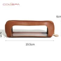 China Compact and Portable PU Leather +PVC Makeup Bag Eyebrow Pencil & Makeup Brush Organizer Waterproof Travel Bag Pencil Pouch for sale