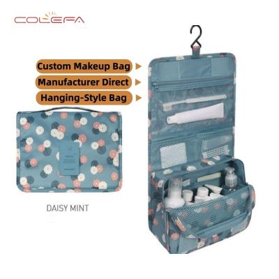 China Colefa Korean-Style Oxford Multi-Functional Travel Toiletry Hanging Hook Bag Convenient Unisex Storage Waterproof Travel Cosmetic Bag for sale