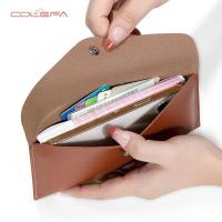 China Colefa Korean Style New Arrival PU Leather Long Wallet for Women Ultra-Thin Minimalist Casual Coin Holds Phone Soft Bag Clutch for sale