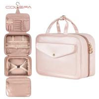 China Colefa New Women's Fashion PU Leather Hanging Hook-Style Storage Bag Travel Portable Cosmetic Toiletry Bag Full Customization for sale