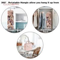 China Colefa New Women's Fashion PU Leather Hanging Hook-Style Storage Bag Travel Portable Cosmetic Toiletry Bag Full Customization for sale
