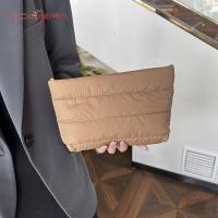 China 2026 Solid-Color Minimalist Nylon+Cotton-Filled Small Square Cosmetic Bag New Korean Style Fashionable Casual Bag Stylish Commuting Clutch for sale