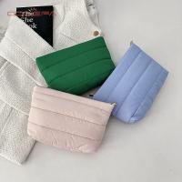 China 2026 Solid-Color Minimalist Nylon+Cotton-Filled Small Square Cosmetic Bag New Korean Style Fashionable Casual Bag Stylish Commuting Clutch for sale