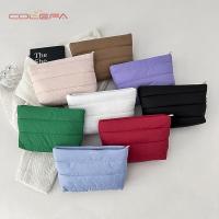 China 2026 Solid-Color Minimalist Nylon+Cotton-Filled Small Square Cosmetic Bag New Korean Style Fashionable Casual Bag Stylish Commuting Clutch for sale