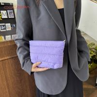 China 2026 Solid-Color Minimalist Nylon+Cotton-Filled Small Square Cosmetic Bag New Korean Style Fashionable Casual Bag Stylish Commuting Clutch for sale