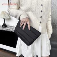 China 2026 Solid-Color Minimalist Nylon+Cotton-Filled Small Square Cosmetic Bag New Korean Style Fashionable Casual Bag Stylish Commuting Clutch for sale