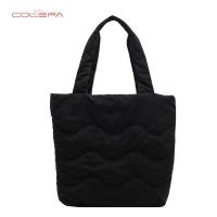 China Soft Tote Bag for Women Commuting & Study Use Lightweight Nylon+Cotton-Filled Shoulder Tote Bag Solid Color Waterproof Handbag for sale