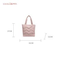 China Soft Tote Bag for Women Commuting & Study Use Lightweight Nylon+Cotton-Filled Shoulder Tote Bag Solid Color Waterproof Handbag for sale