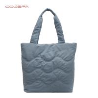China Soft Tote Bag for Women Commuting & Study Use Lightweight Nylon+Cotton-Filled Shoulder Tote Bag Solid Color Waterproof Handbag for sale