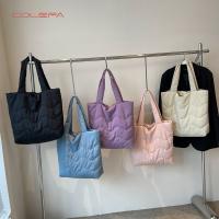 China Soft Tote Bag for Women Commuting & Study Use Lightweight Nylon+Cotton-Filled Shoulder Tote Bag Solid Color Waterproof Handbag for sale