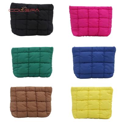 China 2026 New Fashion Pleated Clutch Makeup Bags Women's Korean Style Polyester Chic Versatile Casual Small Square Cosmetic Bags for sale