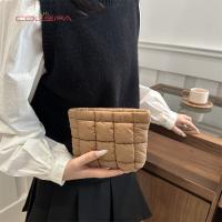 China 2026 New Fashion Pleated Clutch Makeup Bags Women's Korean Style Polyester Chic Versatile Casual Small Square Cosmetic Bags for sale