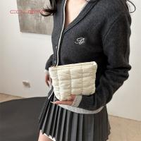 China 2026 New Fashion Pleated Clutch Makeup Bags Women's Korean Style Polyester Chic Versatile Casual Small Square Cosmetic Bags for sale