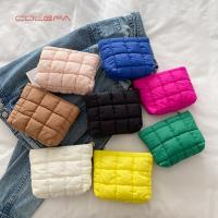 China 2026 New Fashion Pleated Clutch Makeup Bags Women's Korean Style Polyester Chic Versatile Casual Small Square Cosmetic Bags for sale