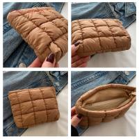 China 2026 New Fashion Pleated Clutch Makeup Bags Women's Korean Style Polyester Chic Versatile Casual Small Square Cosmetic Bags for sale