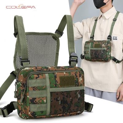 China Custom Oxford Outdoor Sports Chest Bag Men's Vest Bag Multi-Functional Large Capacity Camo Trendy Casual Vest Chest Bags for sale