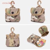 China Customizable Outdoor Use Leisure Mini Key Pouch Compact Wallet & Earbud Case Nylon Lightweight Camo Hook Style Bag for sale