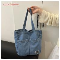 China New Denim Tote Bag Korean Style Shoulder Tote Bags Customized Vintage Bohemian Women's Large Capacity Bag with Logo for sale