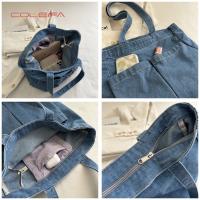 China New Denim Tote Bag Korean Style Shoulder Tote Bags Customized Vintage Bohemian Women's Large Capacity Bag with Logo for sale