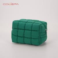China Nylon Quilted Checkered Cosmetic Bag Large Capacity Toiletry Organizer Puffy Checkered Padded Cotton Small Square Bags for sale