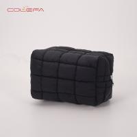 China Nylon Quilted Checkered Cosmetic Bag Large Capacity Toiletry Organizer Puffy Checkered Padded Cotton Small Square Bags for sale