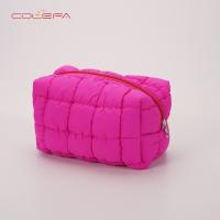 China Nylon Quilted Checkered Cosmetic Bag Large Capacity Toiletry Organizer Puffy Checkered Padded Cotton Small Square Bags for sale