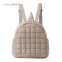 China Autumn/Winter Polyester Cotton-Filled Backpack Checkered Fashion Casual Travel Backpack Lightweight Cotton Jacket Women Backpack for sale