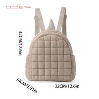China Autumn/Winter Polyester Cotton-Filled Backpack Checkered Fashion Casual Travel Backpack Lightweight Cotton Jacket Women Backpack for sale