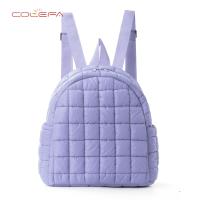 China Autumn/Winter Polyester Cotton-Filled Backpack Checkered Fashion Casual Travel Backpack Lightweight Cotton Jacket Women Backpack for sale
