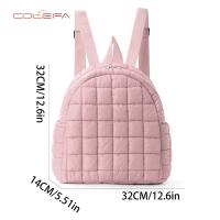 China Autumn/Winter Polyester Cotton-Filled Backpack Checkered Fashion Casual Travel Backpack Lightweight Cotton Jacket Women Backpack for sale