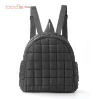 China Autumn/Winter Polyester Cotton-Filled Backpack Checkered Fashion Casual Travel Backpack Lightweight Cotton Jacket Women Backpack for sale